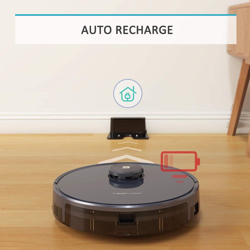 Tesvor Robot Vacuum, S6 Laser Navigation 2700Pa Auto-Charging Robot Vacuum Cleaner Compatible with Alexa/App, Ideal for Pet Hair & Dust, Carpets & Hard Floors