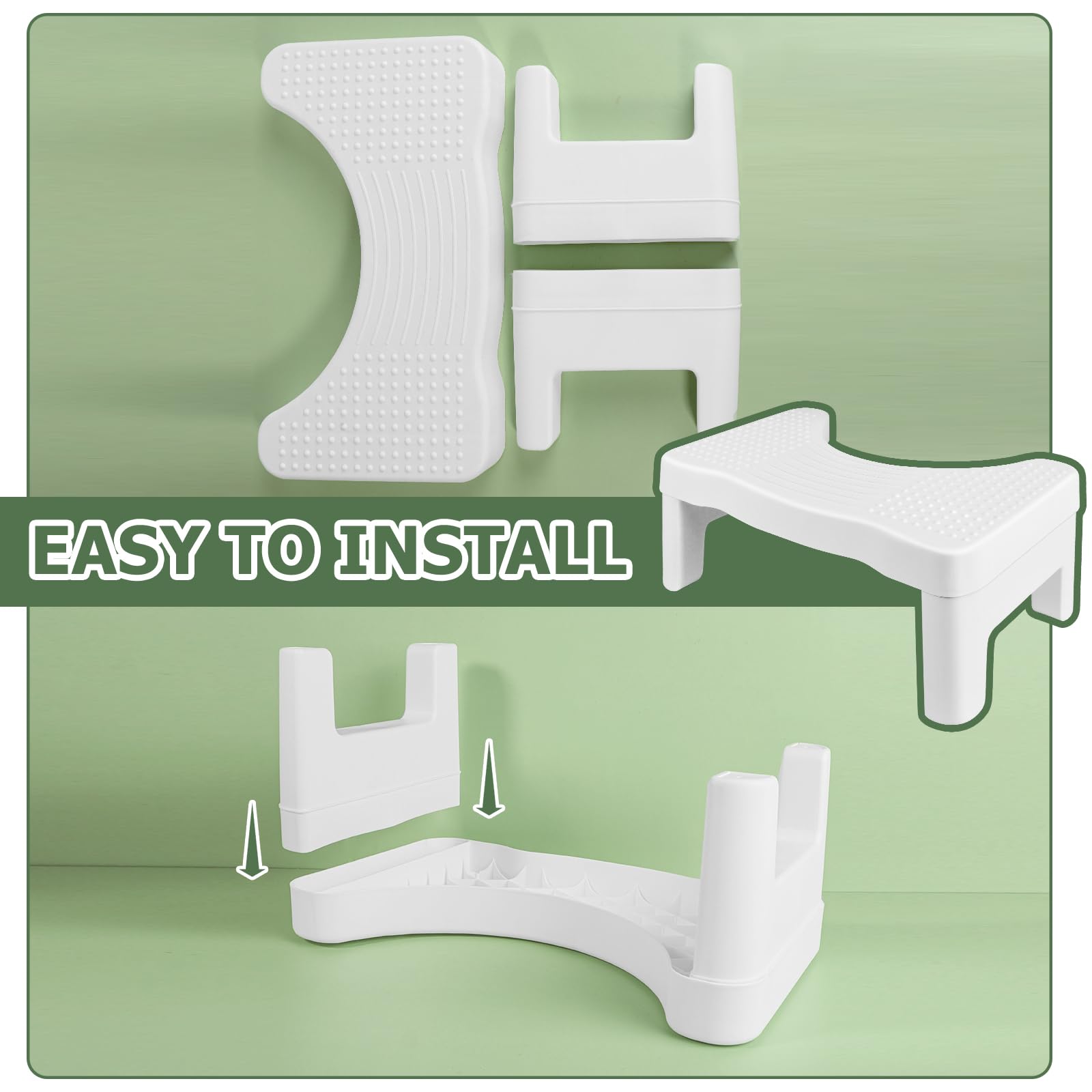 Squatting Toilet Stool for Adults, 6.5 Inch Height Non-Slip Bathroom Pooping Step Potty Stool, Healthy Stable Plastic Toilet Assistance Step with Comfort