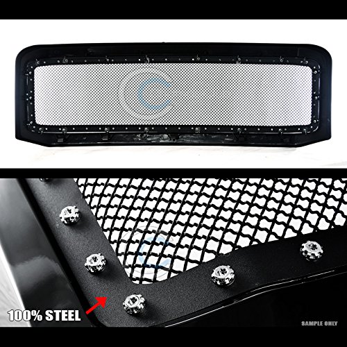 Velocity Concepts Black Rivet Steel Front Grill Hood Bumper Grille Compatible with 2005-2007 F250 F350 Superduty/Ford Excursion