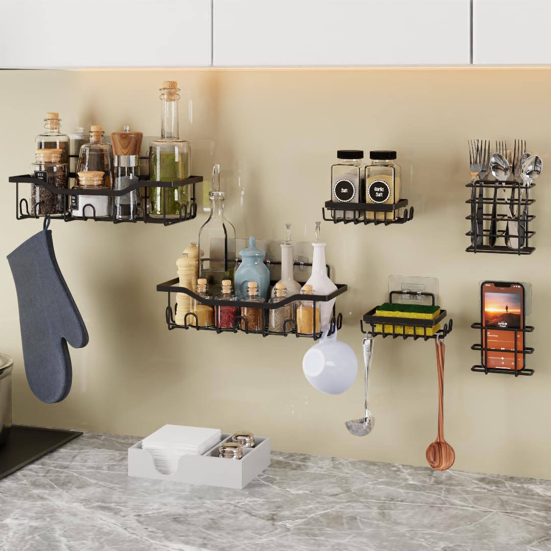 Shower Caddy Hanging Organizer | Adhesive Storage Shelf for Bathroom Accessories | Bathroom Counter Organizer | Shower Organizer Adhesive | Hanging Shower Rack with Storage Shelf and Phone Holder