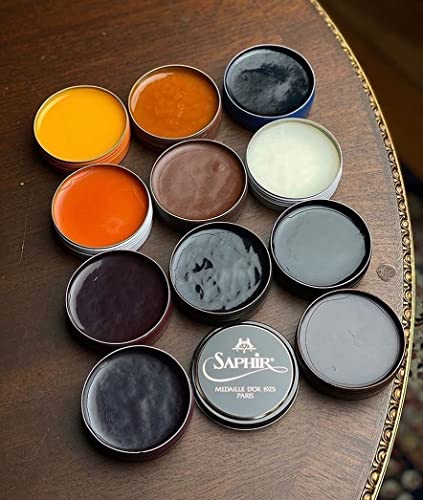 SAPHIR Medaille d’Or Pate De Luxe - Natural Wax Shoe Polish for Leather Shining - 50ml - Wax Yellow
