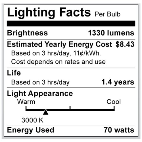 Satco S2256 70 Watt (90 Watt) 1380 Lumens PAR38 Halogen Narrow Spot 9 Degrees Clear Light Bulb, Dimmable