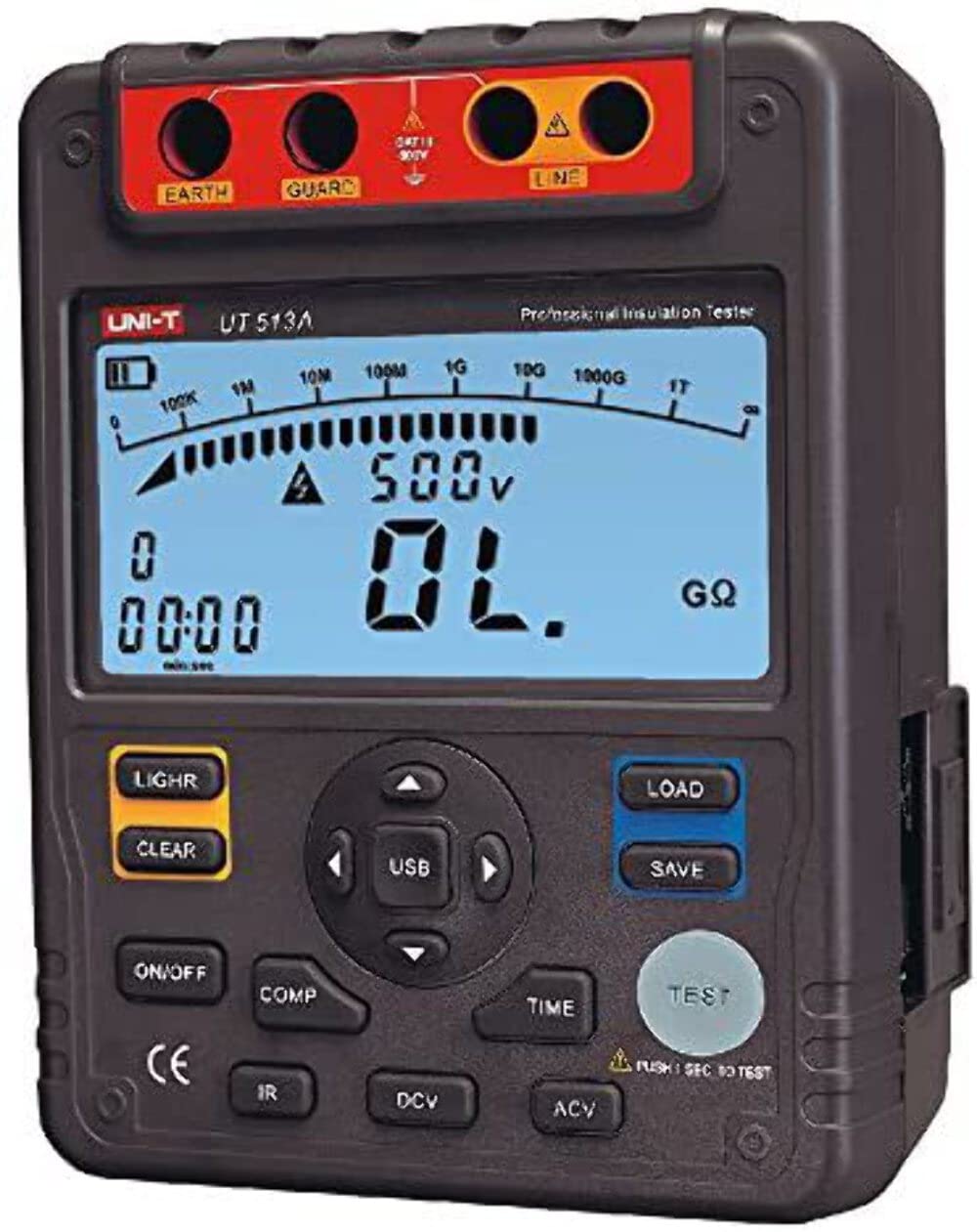 UNI-T UT513A Insulation Resistance Tester 30 Analogue Bar Graph AC/DCV 500V/1000V/2500V/5000V DAR PI Tester USB PC Software