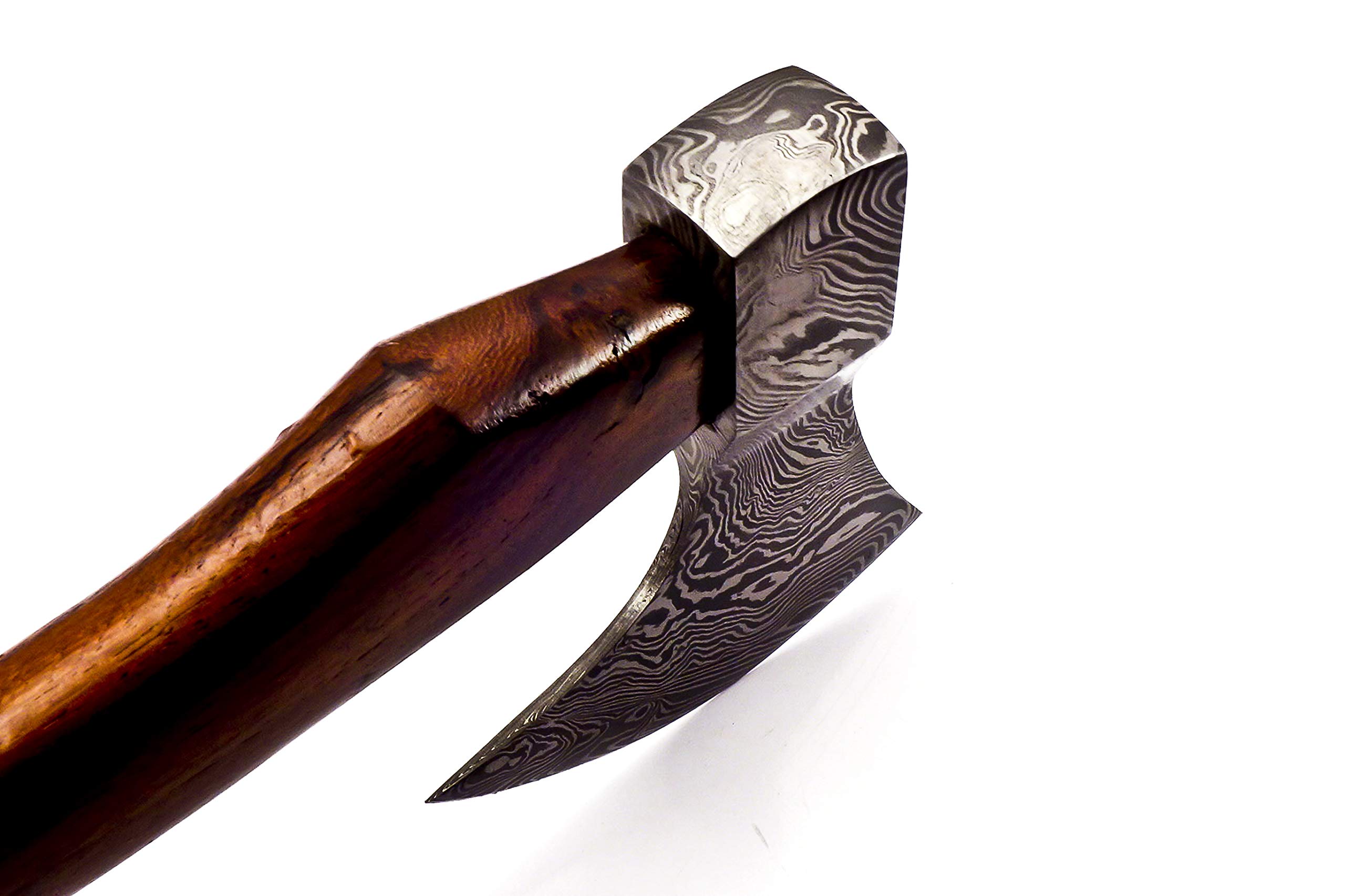 Skokie Knives Custom Damascus Steel Axes Hatchet Head Rose Wood Handle -Handmade Premium Quality Edge Fixed Blade – For Multipurpose–Ideal for Survival Hunting Camping Hiking Outdoor Every Day Carry