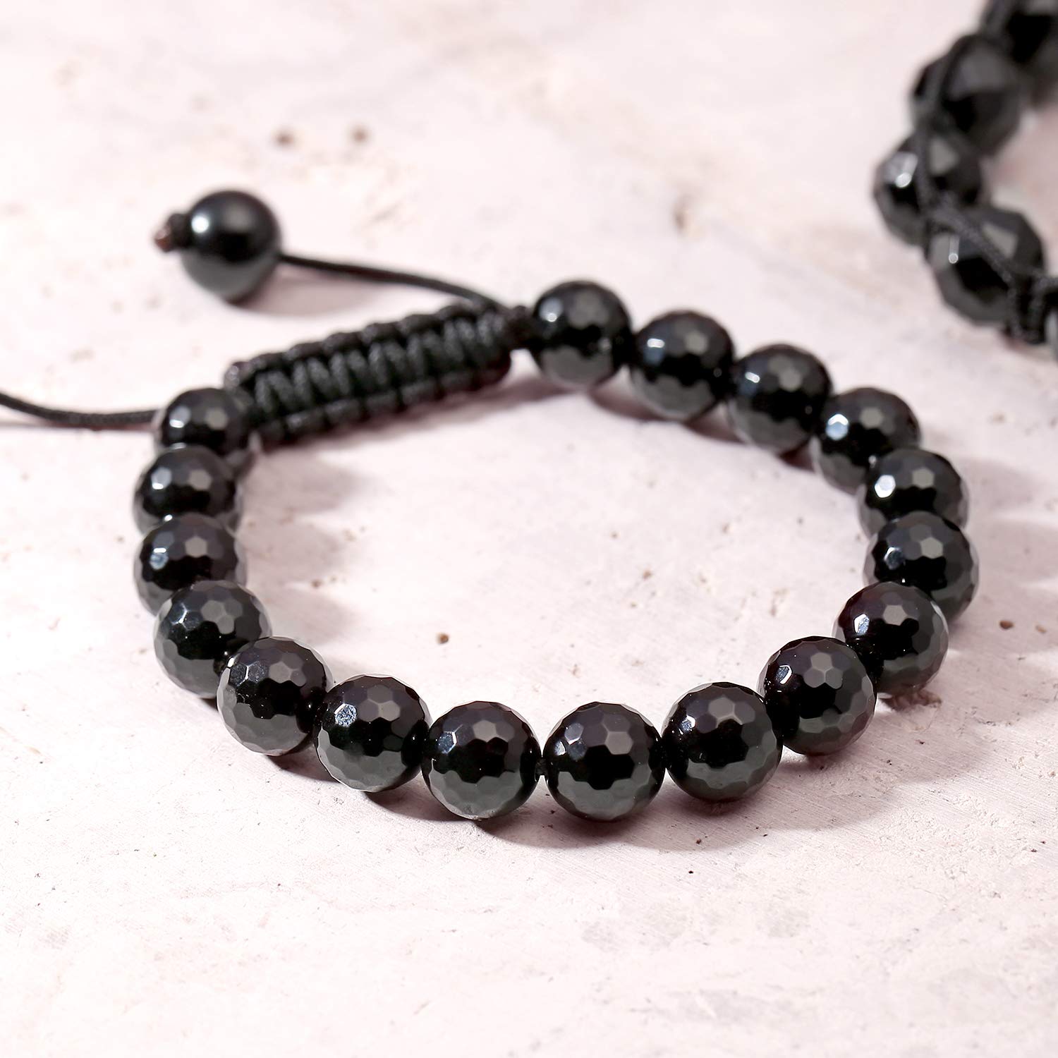 Unisex Gemstone Blue Turquoise Shamballa Inspired Stackable 10MM Bead Bracelet Western Jewelry For Women Men Black Cord String Adjustable