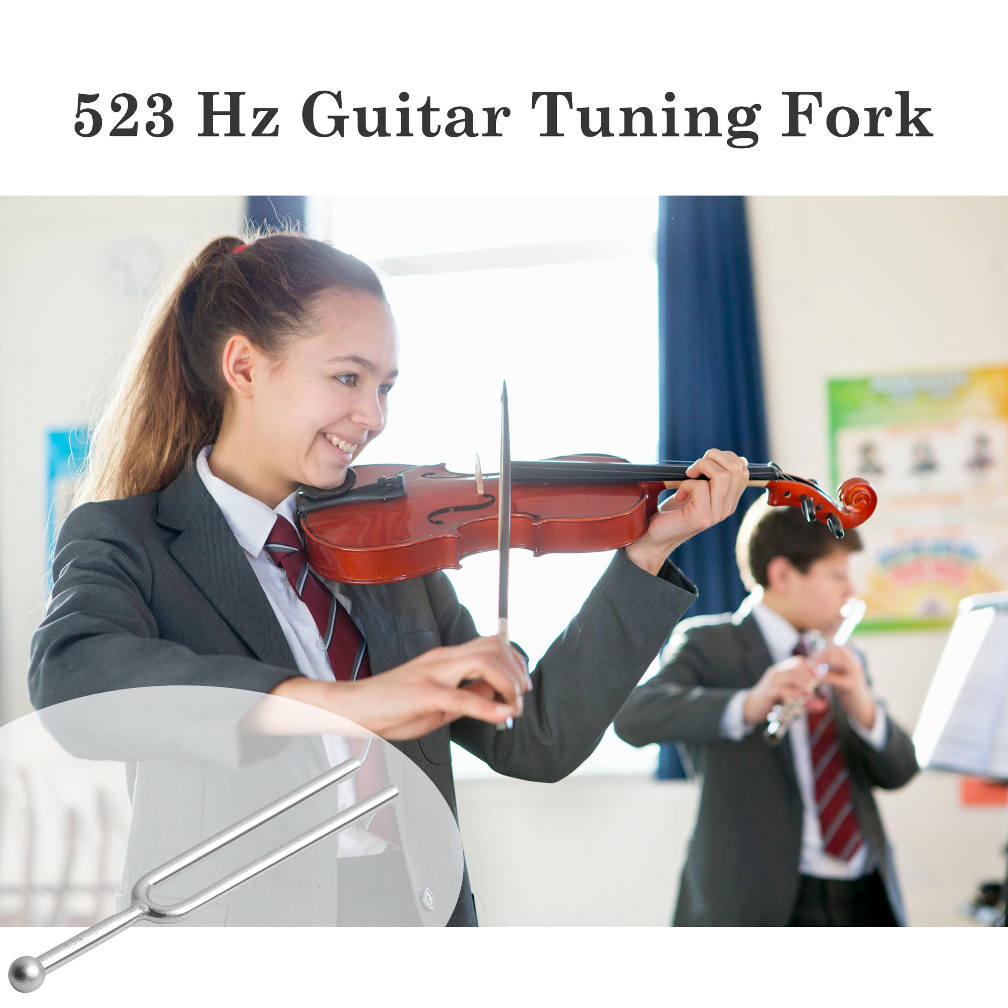 uxcell Metal Tuning Fork - 523 Hz Guitar Tuning Fork for Stress Relaxation, C Tone Musical Instruments Fork for Violin Piano Tuner Sound Device, Silver