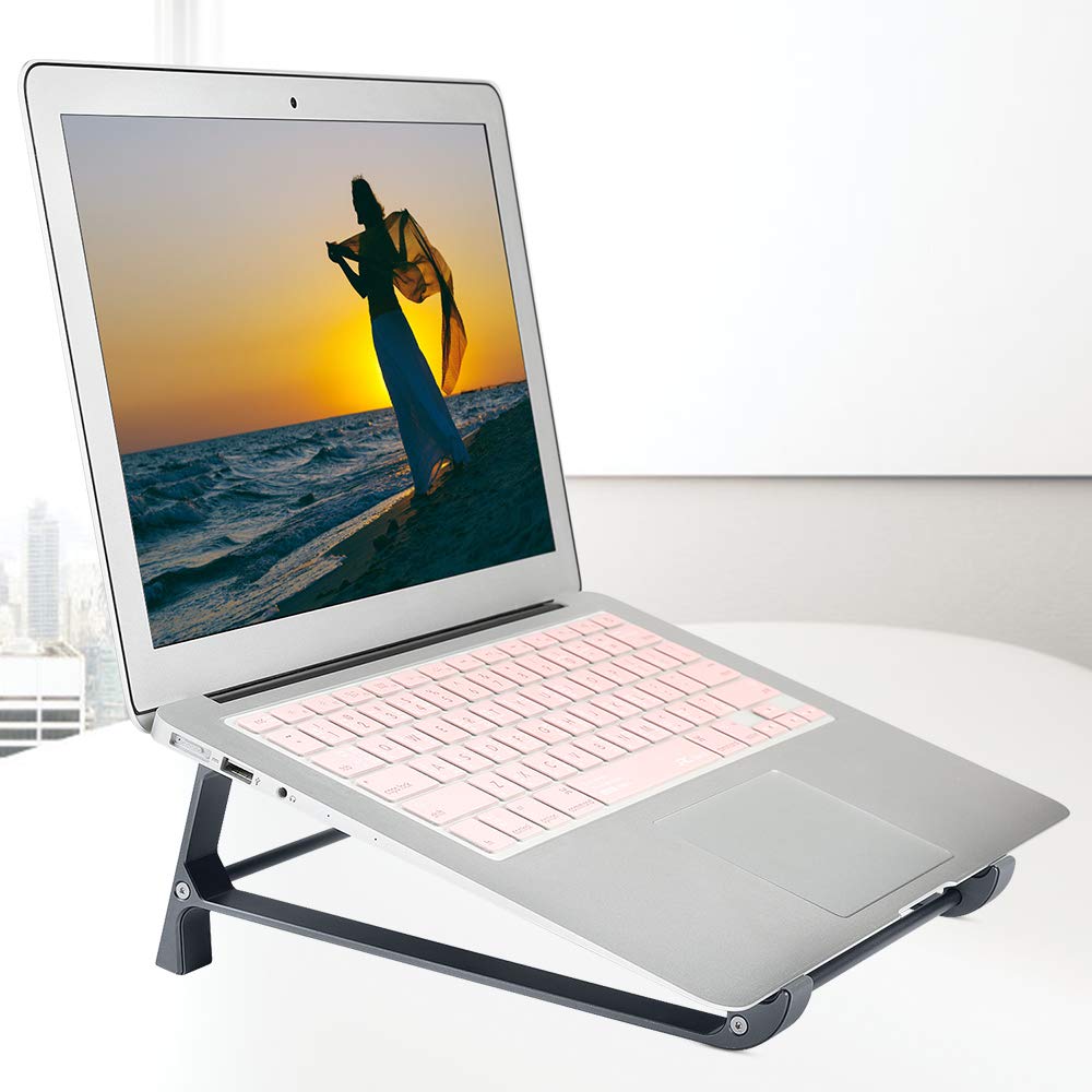 VICOODA Aluminum Laptop Stand, Portable Laptop Desk Holder, Ergonomic Laptops Elevator for Desk 2 in 1 Laptop Vertical Stand, Cooling Better Metal Holder Compatible with 10-17'' Notebook& Tablets