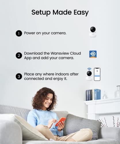 wansview Security Camera Indoor Wireless for Pet 2K Cameras for Home Security with Phone app and Motion Detection,Cat/Dog/Nanny/Baby Camera with Pan Tilt, SD Card & Cloud Storage, Works with Alexa