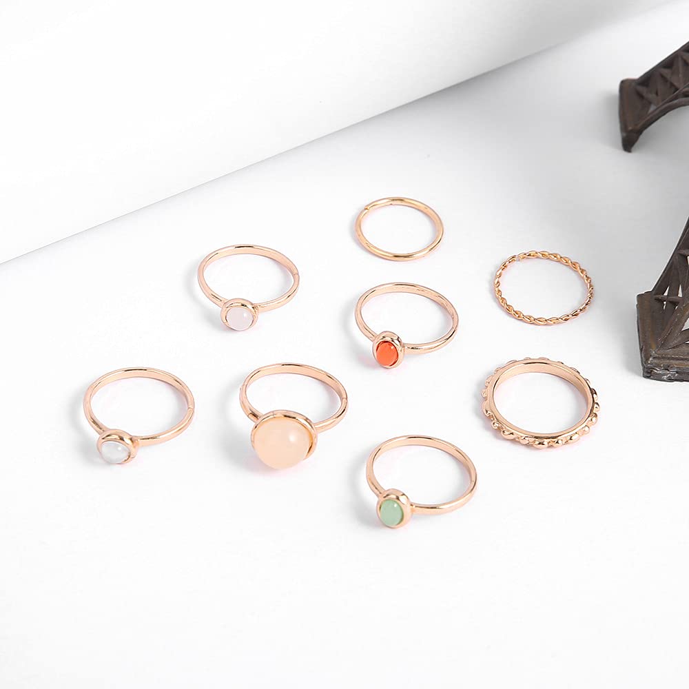 ZZ ZINFANDEL 8-12 Pieces Stackable Joint Knuckle Midi Finger Ring Sets,Boho Vintage Crystal Snake Sunflower Moon Star Crown Rings for Women(12pcsA)
