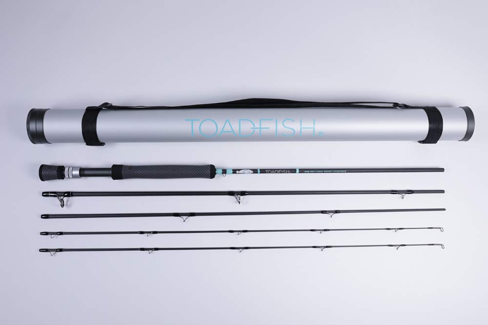 Toadfish Fly Fishing Rod 4-Piece 9 FT 8WT with Aluminum Rod Tube + Extra Tip Section