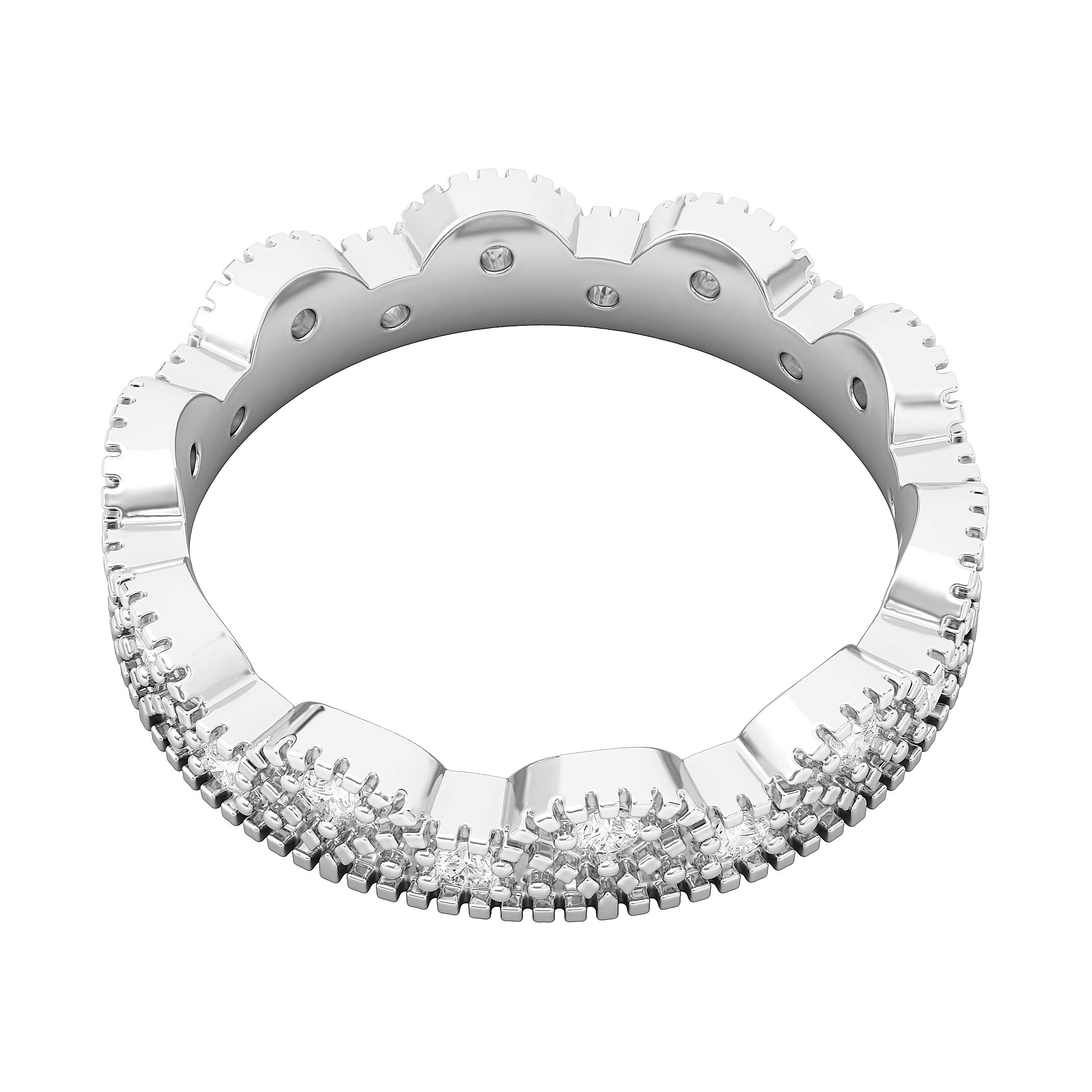 Sterling Silver Vintage Milgrain Eternity Band Simulated Diamond Ring Crown Wedding Band For Women (6)