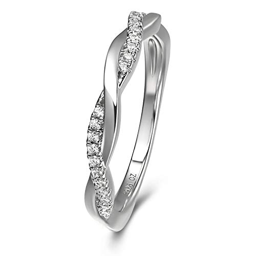 Twisting Simulated Diamond Cubic Zirconia CZ Wedding Band Rings Rhodium Plated Sterling Silver for Wedding Rings |Ideal Cut, D-E Color, FL Clarity (5)