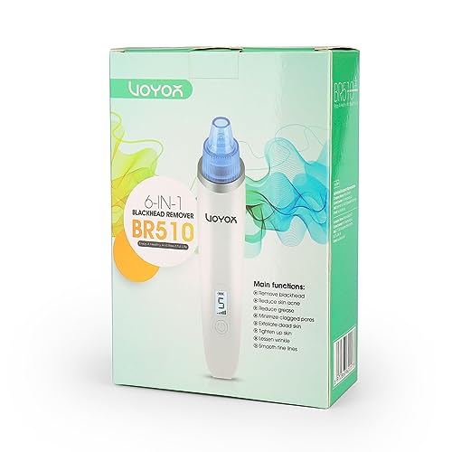 VOYOR Blackhead Remover Pore Vacuum - Electric Face Vacuum Pore Cleaner Acne White Heads Removal with Suction Heads (BR510)