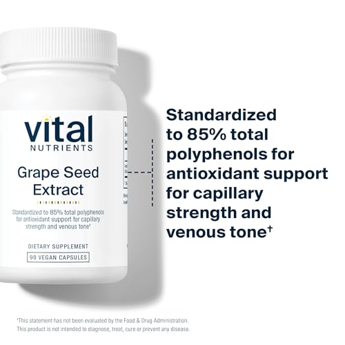 Vital Nutrients - Grape Seed Extract - Potent Antioxidant and Support for Vein Health - 90 Vegetarian Capsules per Bottle - 100 mg