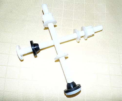 Toilet Seat Bolts, Made for Raised Toilet Seats, Two Hinge Bolts, Nylon Plastic, 6 Inch by 3/8 Inch Heavy Duty Bolts with Rubber Washers and Easy Screw Hex Nuts