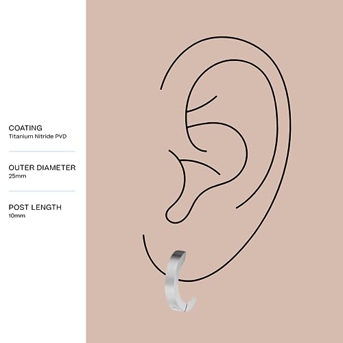 Tini Lux | Hypoallergenic Earrings | Square City Hoop | Silver | Titanium Silver Hoop Earrings | Silver Hoops for Women, Sensitive Ears, Trendy Womens Earring Set