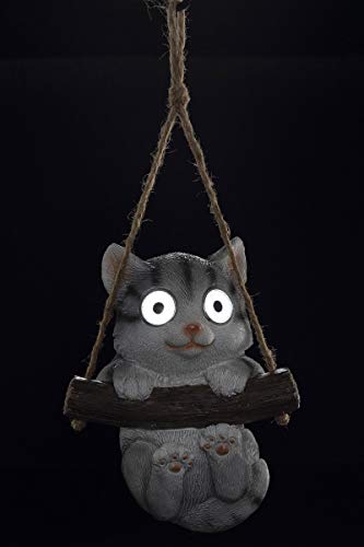 VP Home Rope Swing Kitten Solar Powered LED Outdoor Decor Garden Light