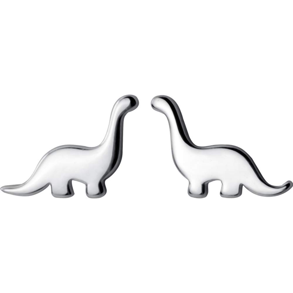Tiny Dinosaur Stud Earrings S925 Sterling Silver Minimalist Mini Animal Statement Earring Studs Cartilage Tragus Piercing Jewelry Gifts for Women Sensitive Ears (Silver)