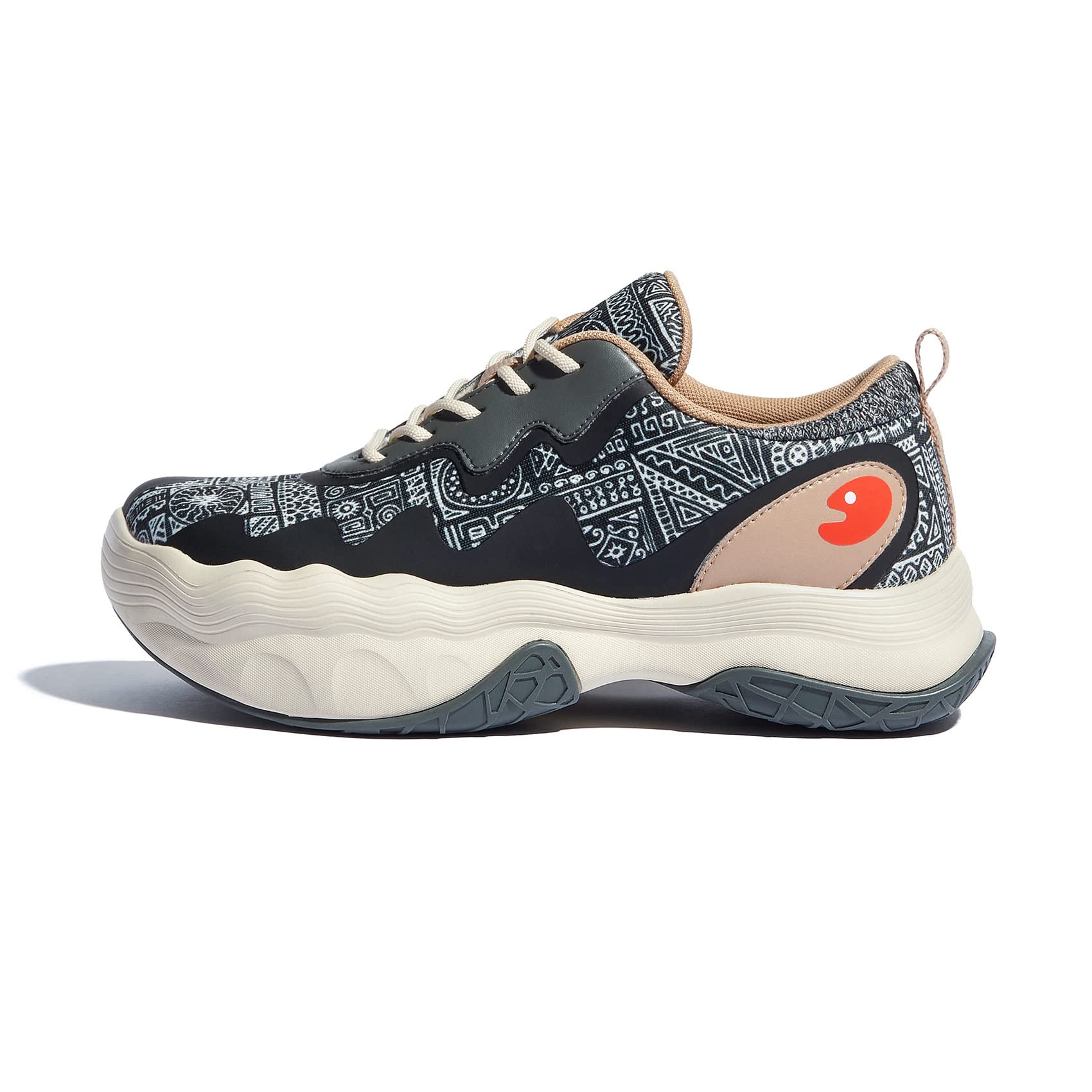 UIN Women's Chunky Platform Fashion Sneakers Walking Casual Comfortable Art Painted Travel Hiking Shoes Catalonia Ⅲ Geometric Dream (8)