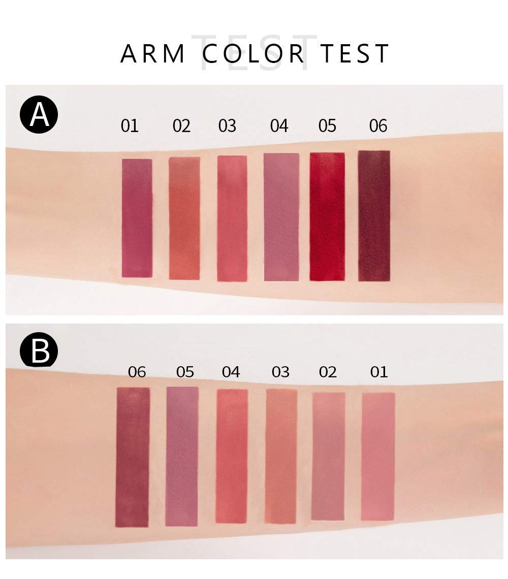VeniCare 6Pcs Matte Liquid Lipstick Makeup Set, Matte liquid Long-Lasting Wear Non-Stick Cup Not Fade Waterproof Lip Gloss (Set B)