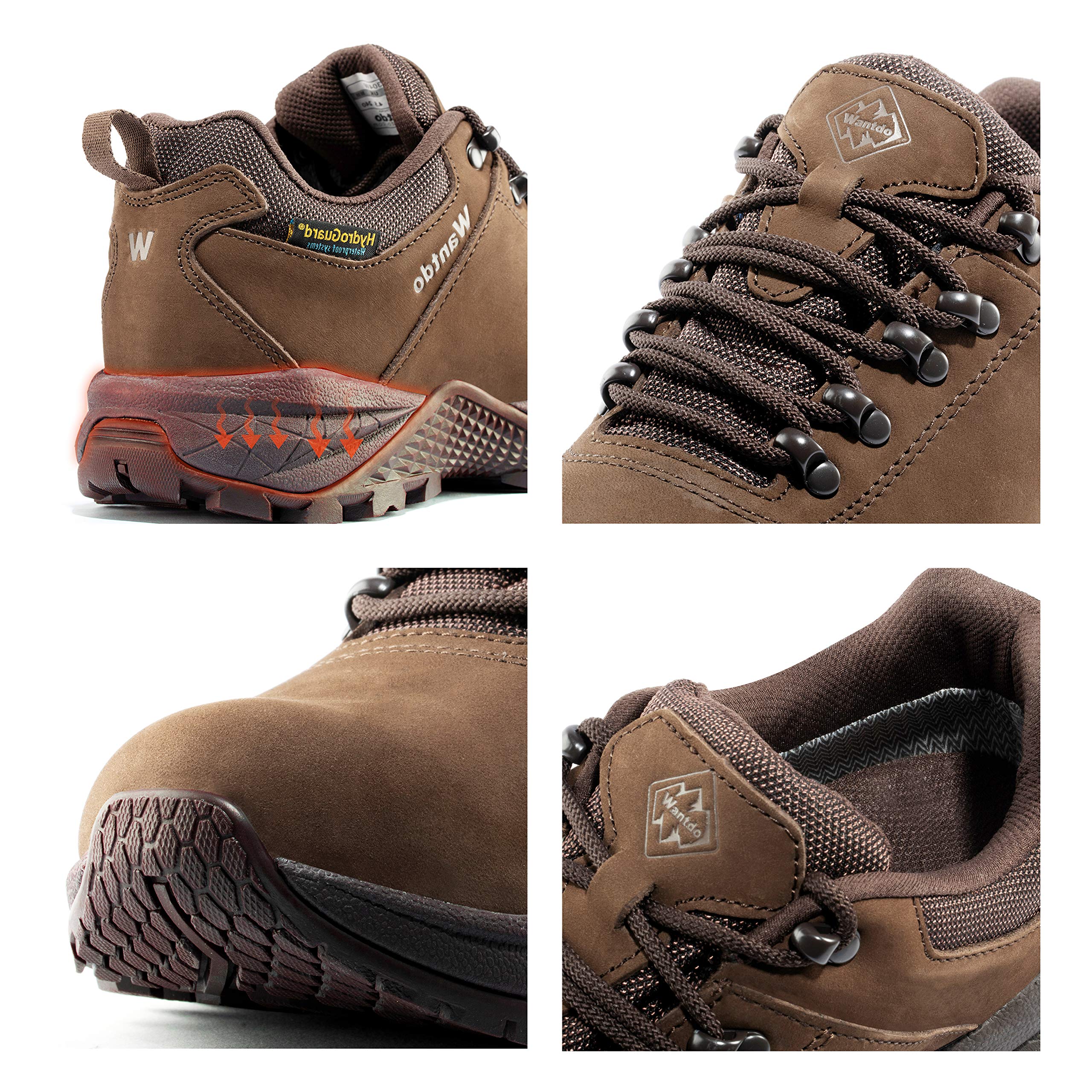wantdo Women's Work Sneaker Low Cut Hiking Boots Hydroguard Waterproof Backpacking Shoe Brown 9 M US