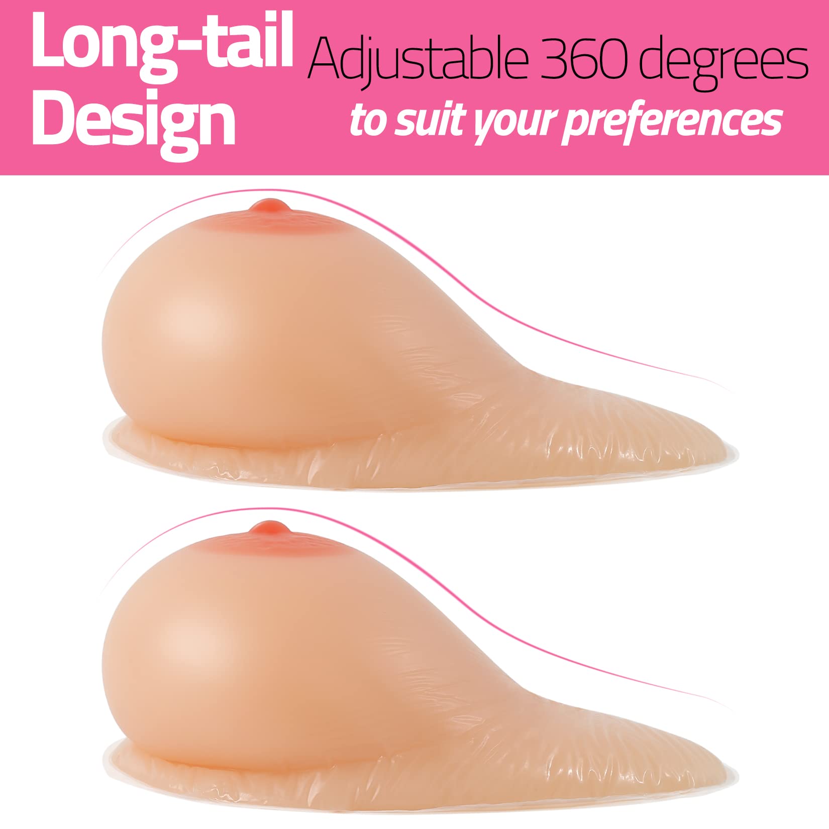 Vollence B Cup Long Tail Shape Silicone Breast Forms Fake Boobs Crossdresser Transgender Cosplay Mastectomy Prosthesis Bra Pad Enhancers