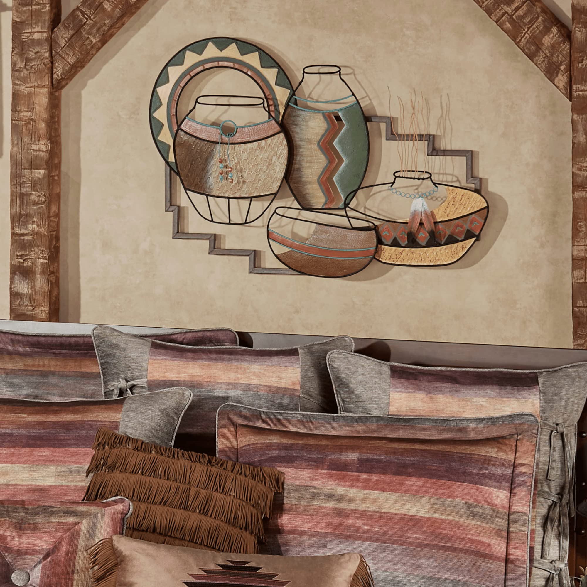 Touch of Class Native Artifacts Metal Wall Sculpture - Multi Earth - One Size Southwestern Style Art Decor - Southwest Aesthetic, Vases, Charger, Bowl