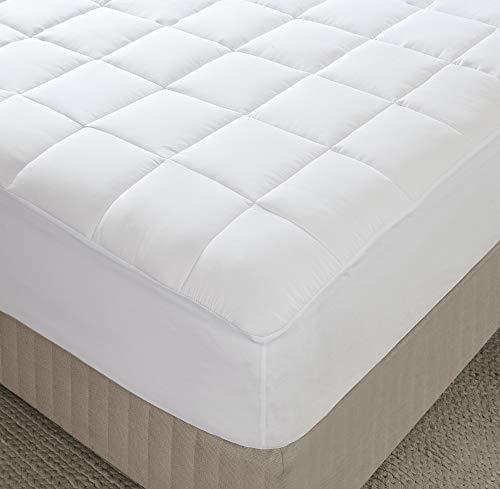 Sleep Philosophy 3M Protector Topper Moister Wicking Hypoallergenic Stain Resistant Bed Cover with Deep Pocket Mattress Pad, King, Highline White