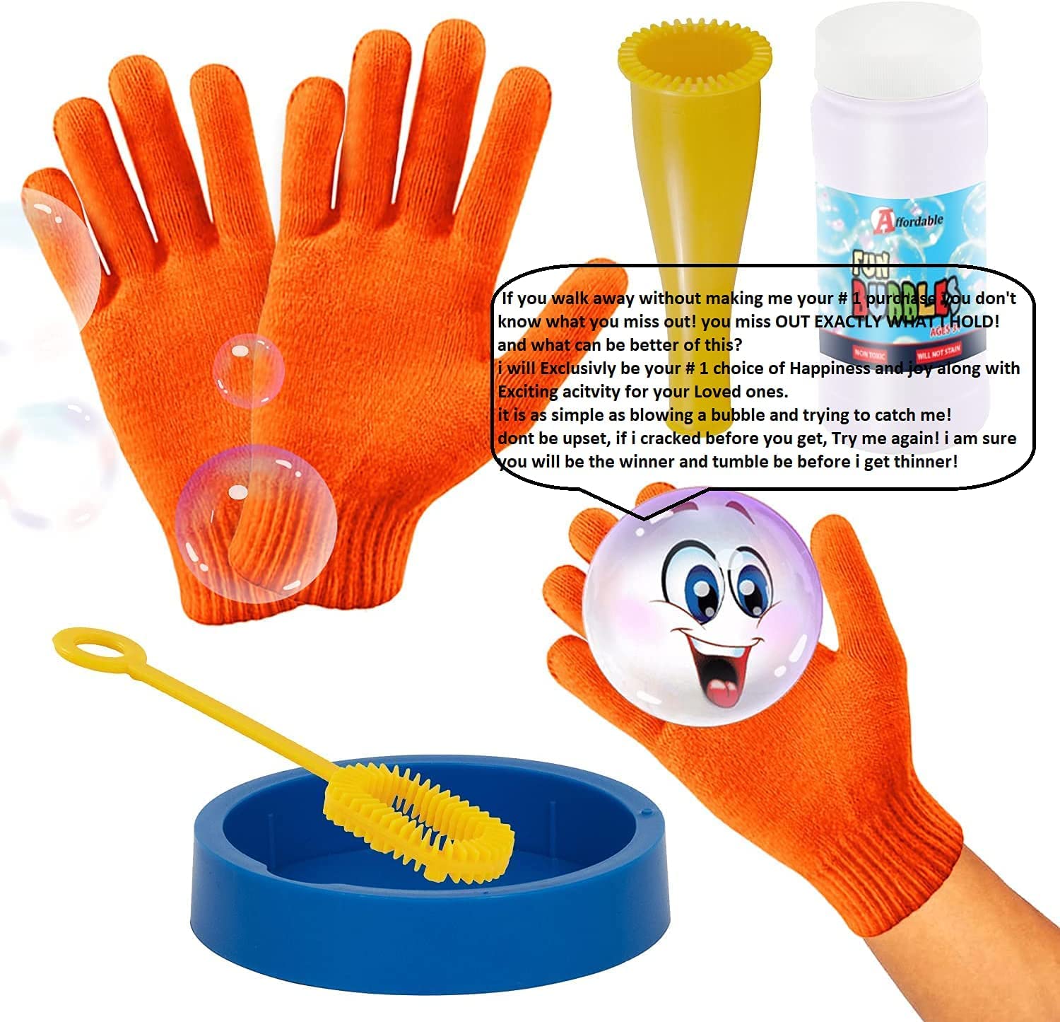Touchable Bouncing Bubble Kit for Kids – Unpoppable Bubbles Solution Toy for Indoor & Outdoor Play – Unique Miracle Big Bubble Maker Game Makes a Great Gift for Boys & Girls
