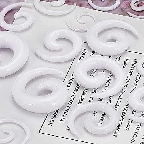 YOFANST Ear Stretching Kit 70 Pieces 14G-00G Ear Gauges Expander Set Acrylic Tapers Plugs Spiral Crescent Piercing Jewelry, White