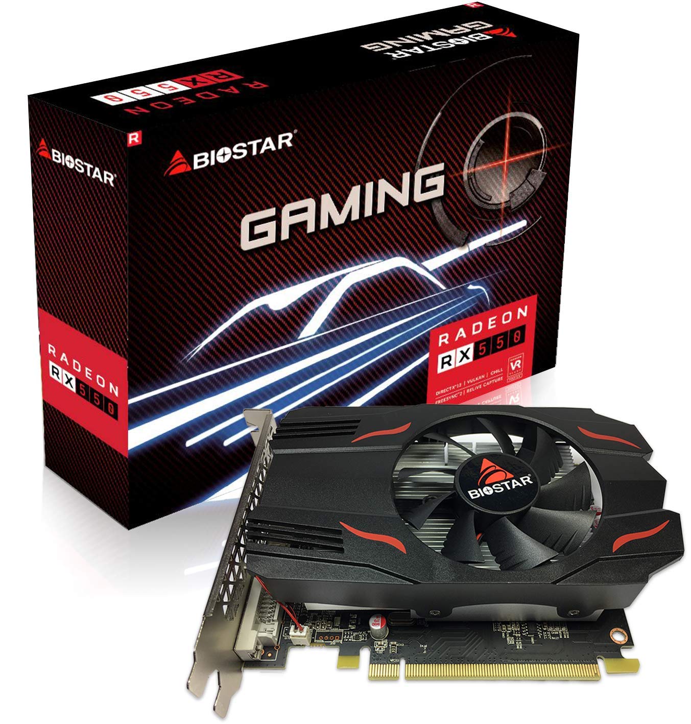 VIEW MAX Biostar Radeon RX 550 4GB GDDR5 128-Bit DirectX 12 PCI Express 3.0 DVI-D Dual Link, HDMI, DisplayPort, Gaming Edition