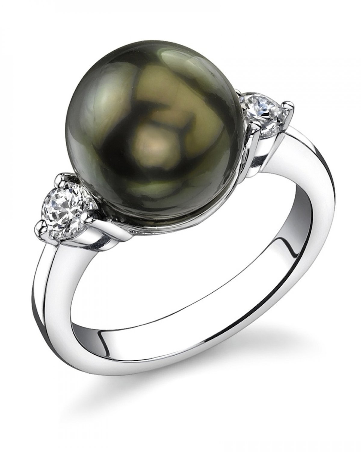 The Pearl Source 11-12mm Genuine Black Tahitian South Sea Cultured Pearl Olivia Ring for Women