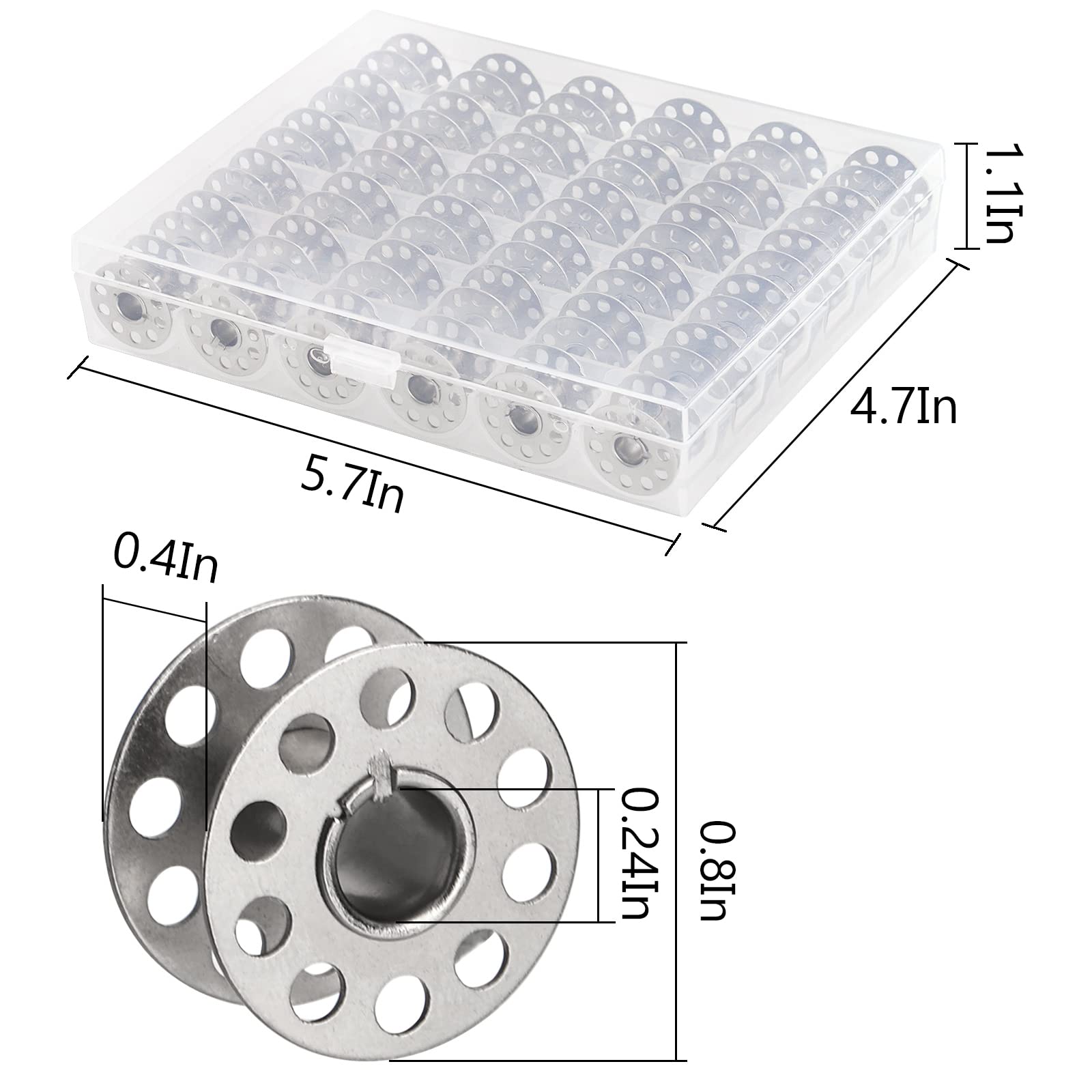 WUWEOT 108 Pieces Empty Metal Bobbin, Sewing Machine Bobbins, Class 15 Universal Bobbins with Plastic Storage Case Box for Brother, Janome, Singer, Bernina, Toyata, Anime, Kenmore, Babylock by LeBeila