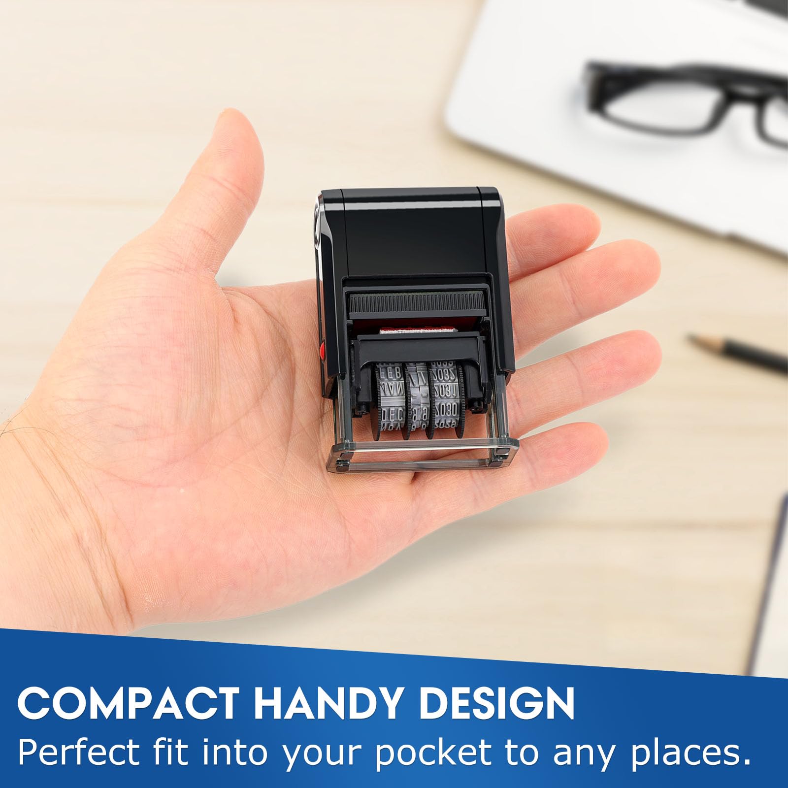 Toplusesse Self-Inking Date Stamp with Paid Office Rubber Paid Phrase & Date Stamp for Business 12-Year Band Green Ink