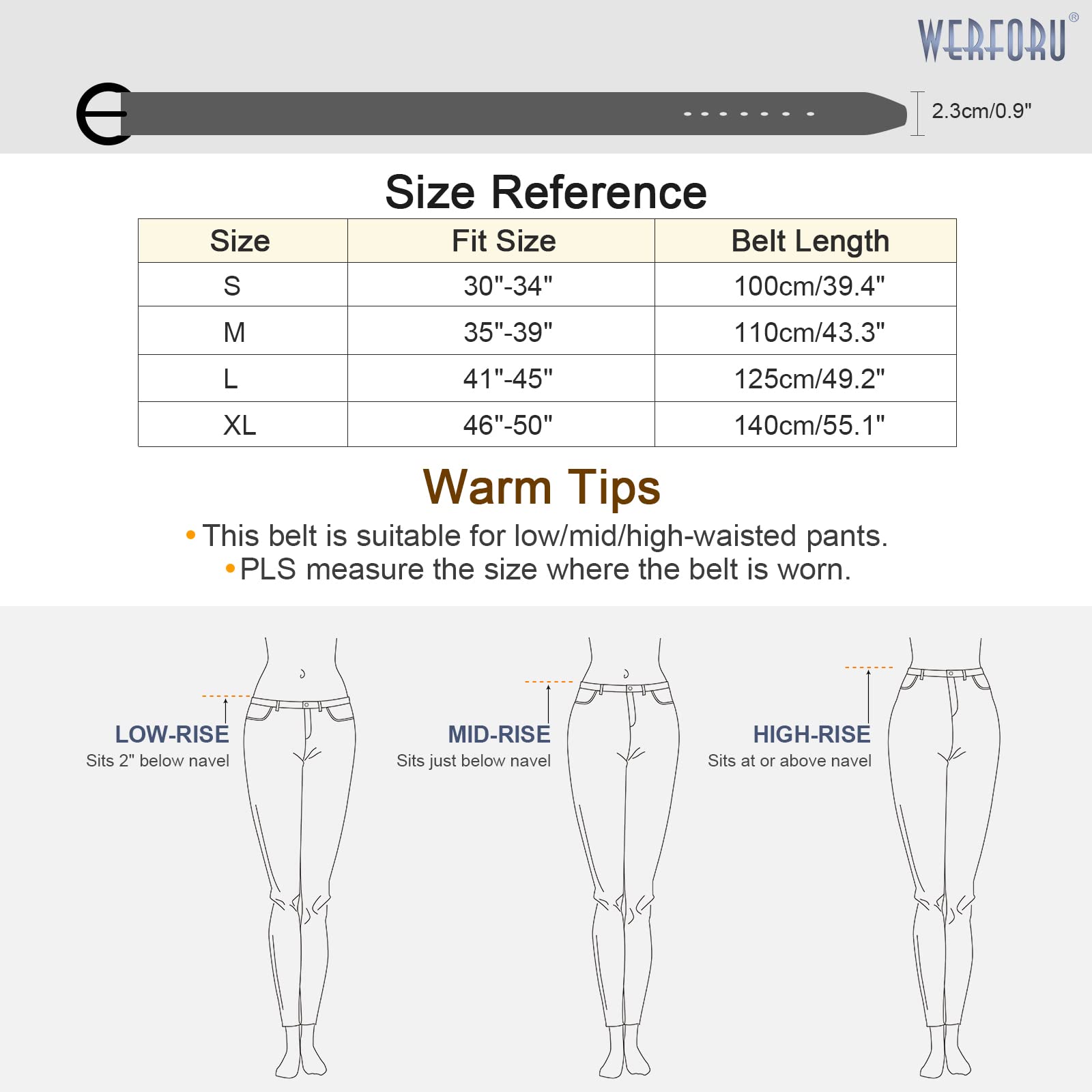 WERFORU 2 Pack Women Leather Belt Waist Skinny Dress Belts Solid Pin Buckle Belt for Jeans Pants