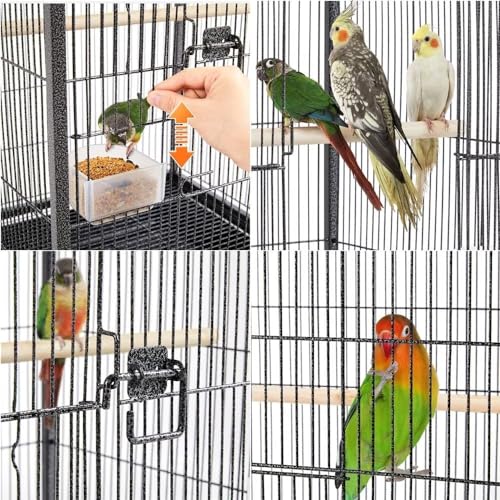 TENAS Iron Bird Cage - Sturdy Metal Open-top Design - Antioxidant Finish - Durability and Security - Four 360-degree Wheels - Two with Locks - Adds Ease of Movement