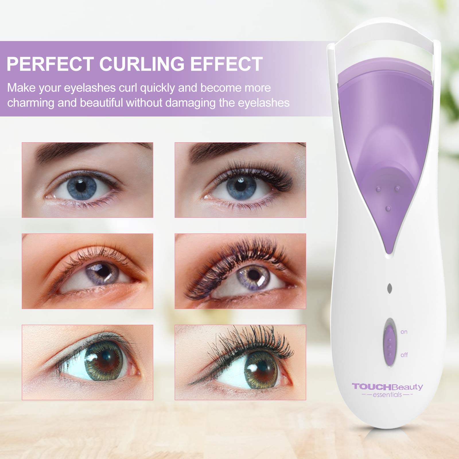 TOUCHBeauty Heated Eyelash Curler, Electric Eyelash Curler for Long and Thick/Soft Eyelashes, Natural Curling and Long Lasting TB-1013A Purple