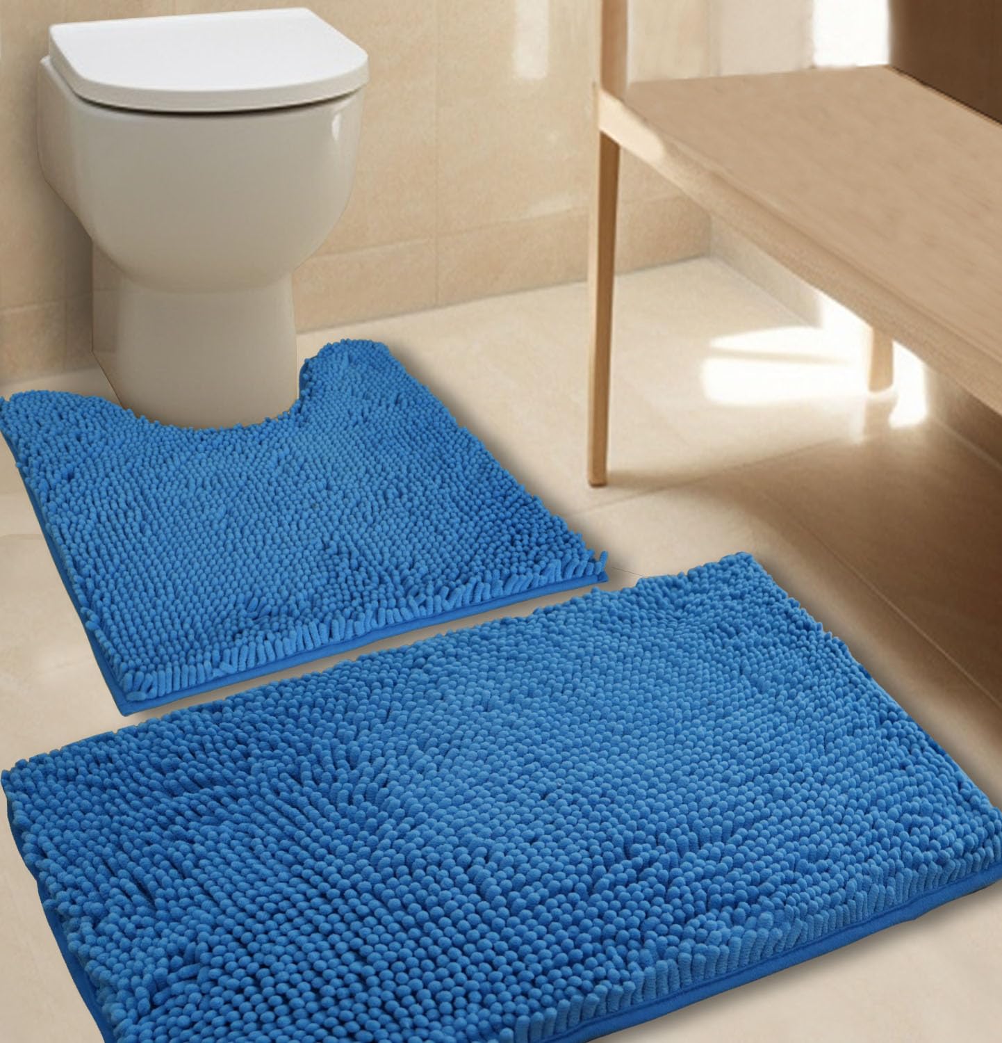 wyewye Bathroom Rugs Sets 2 Piece, Ultra Soft Bath Mats, Super Absorbent and Thick, Non-Slip, Machine Washable, Bath Mats for Bathroom Floor, Tub and Shower，Red.…