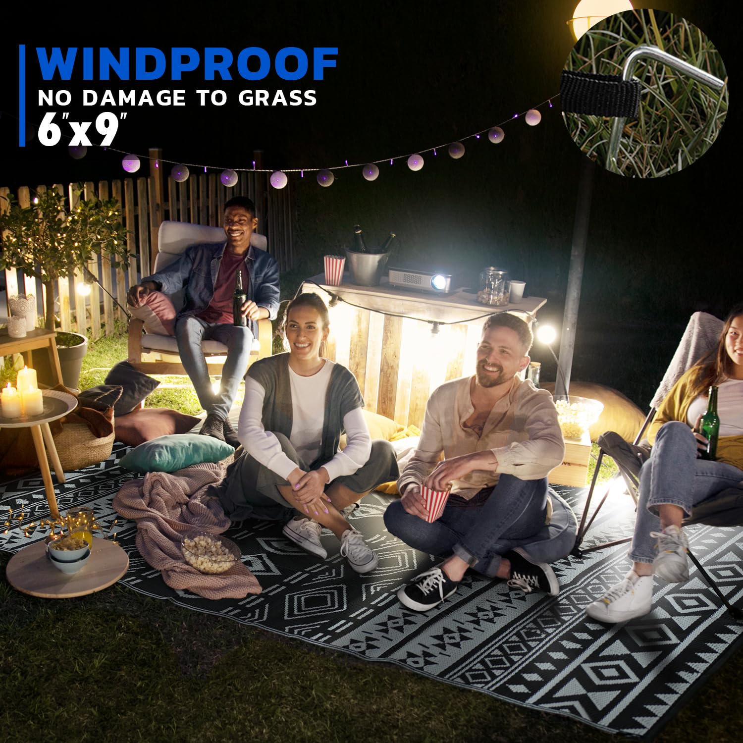 VITUU Outdoor Plastic Straw Rug Outdoor Rug 5x8 Waterproof Boho Outdoor Carpet Patio Rug for Camping,Backyard,Balcony,Rv,Beach,Deck,Picnic,Indoor