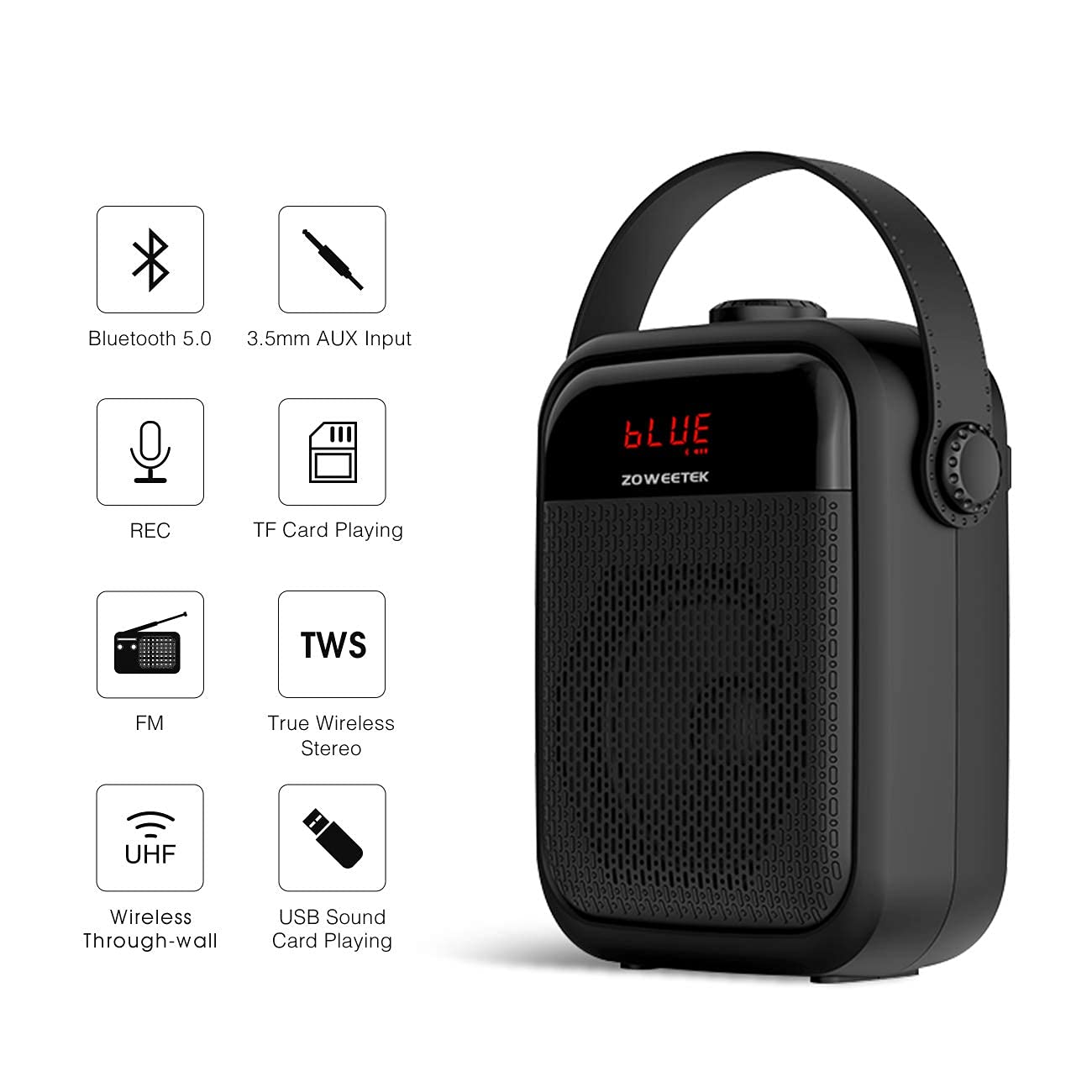 ZOWEETEK wireless voice amplifier for teachers with 2 Microphones,25W Portable voice amplifier buletooth PA system Speaker for Classroom, Meetings,Speech and Outdoors