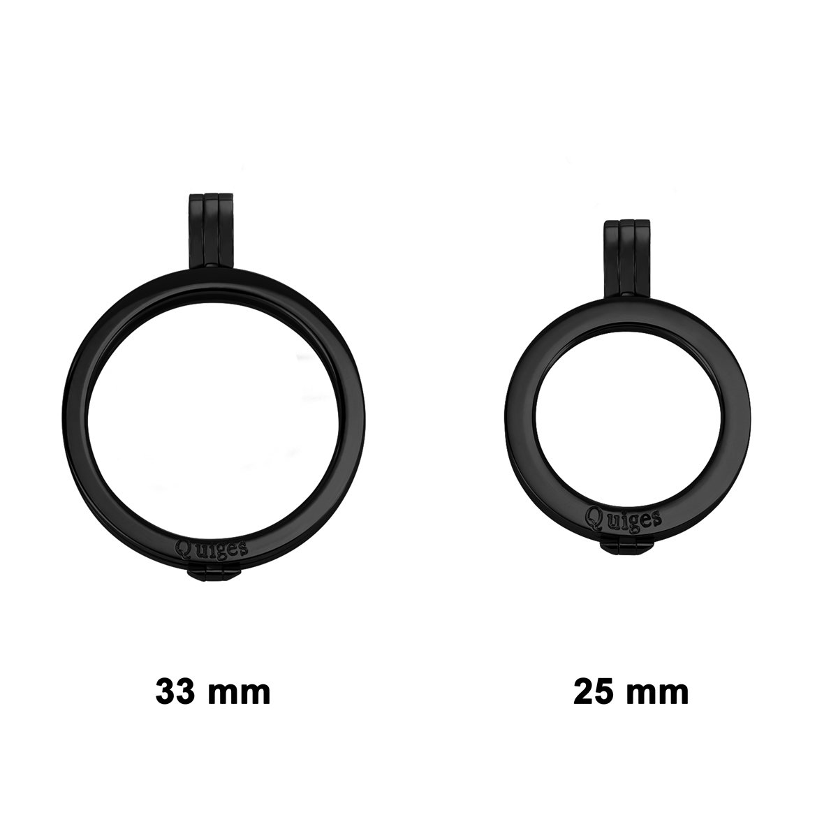 Quiges Black Plated Stainless Steel Interchangeable 33mm Coin Holder Frame Pendant Locket