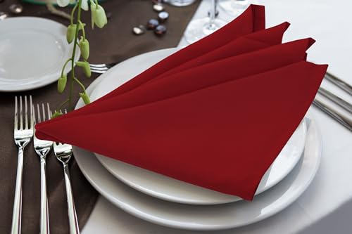 Utopia Home [24 Pack, Red] Cloth Napkins 17x17 Inches, 100% Polyester Dinner Napkins with Hemmed Edges, Washable Napkins Ideal for Parties, Weddings and Dinners