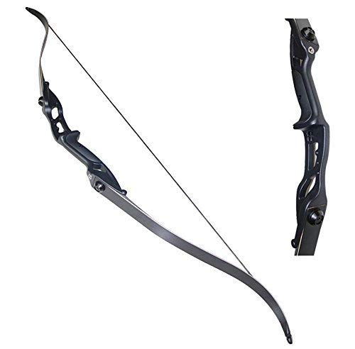 Toparchery Archery 56" Takedown Hunting 50lbs Recurve Bow Metal Riser Right Hand Black Longbow