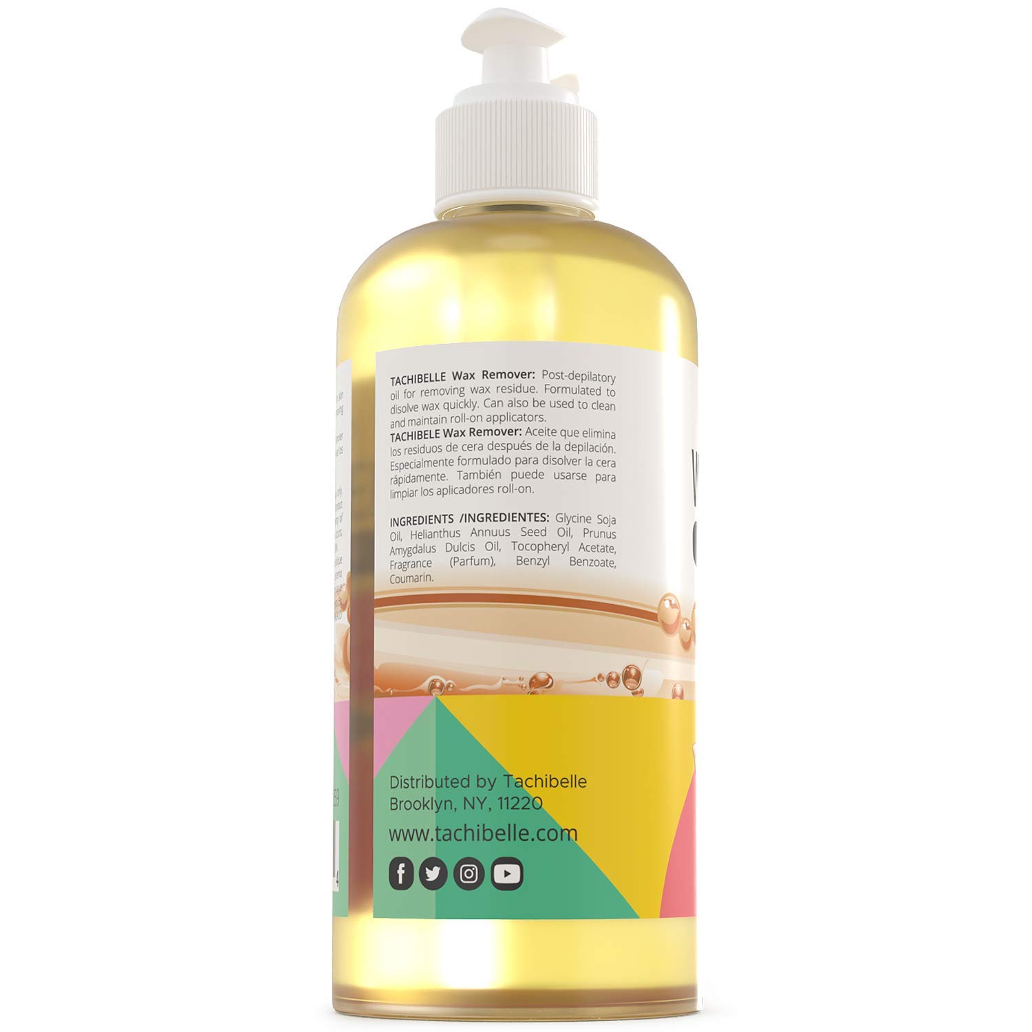 Tachibelle Post-Depilation Set of 2 Wax Remover Oil Enriched with Almond Oil + Skin Cleanser Solution Formulated with Hazel 16oz.