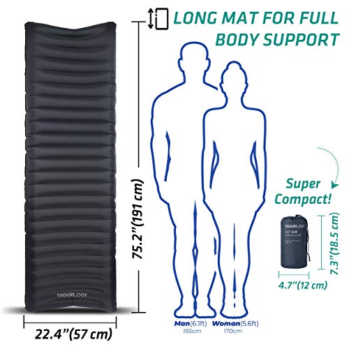 TREKOLOGY UL80 Ultralight Inflatable Backpacking Sleeping Pad for Camping