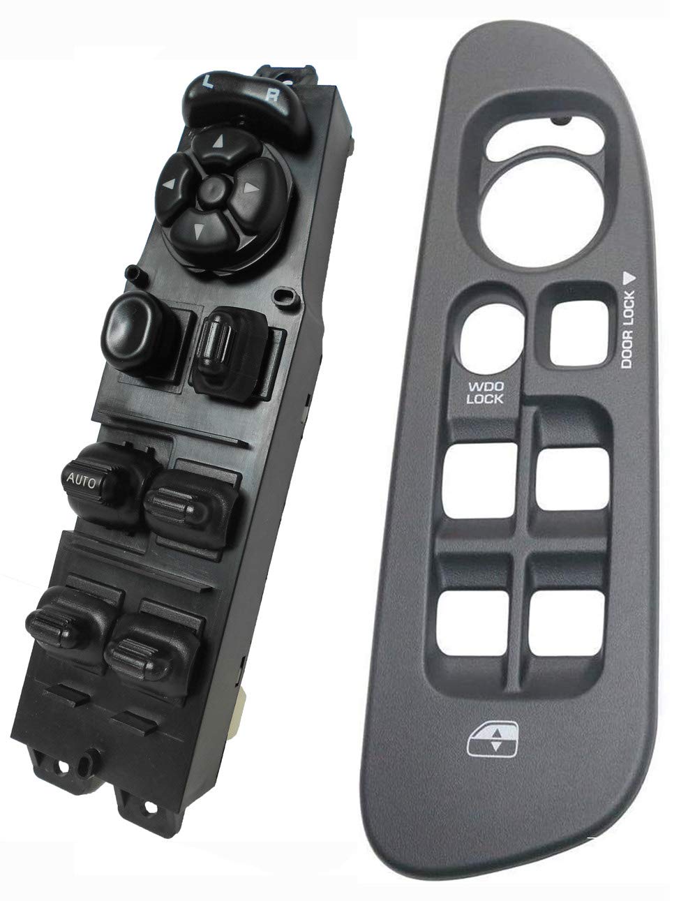 SWITCHDOCTOR Window Master Switch and Gray Bezel Set for 2002-2008 Dodge Ram 1500 2500 3500 (Quad Cab) (68171680AA, 56049805AB, 56049805AA, 56045334AE) (Medium Slate Gray)