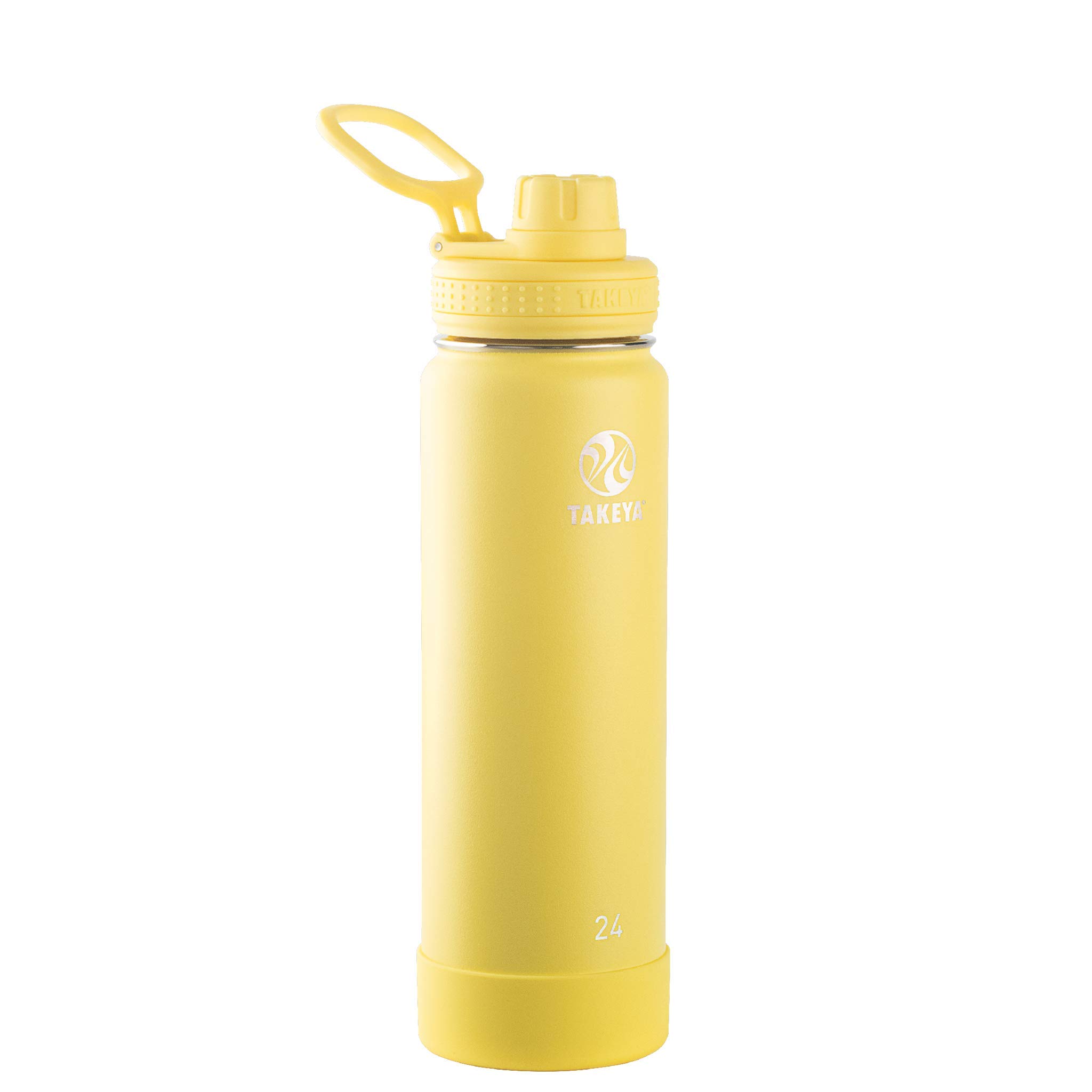 Takeya Actives 24 oz Vacuum Insulated Stainless Steel Water Bottle with Spout Lid, Premium Quality, Canary
