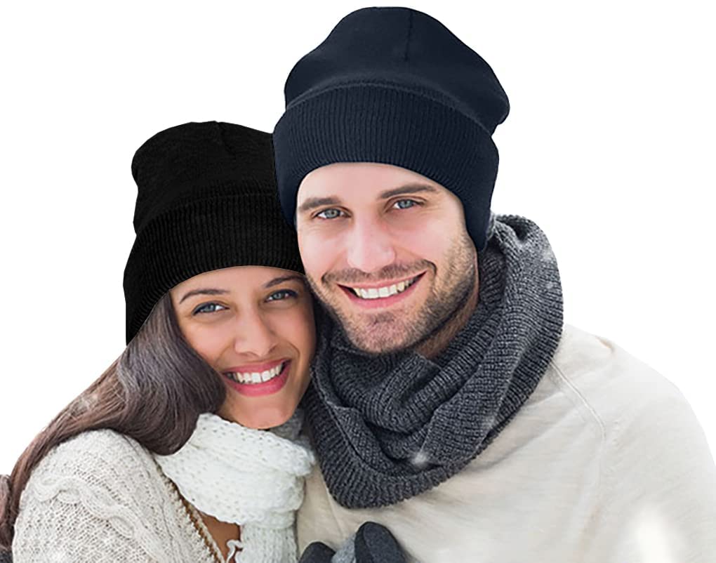 ZEXIAN 3 Pack Comfortable Breathable Soft Beanie Knit Slouchy Winter Skull Hats for Men and Women,Gifts for Christmas (Black& Grey& Navy Blue)