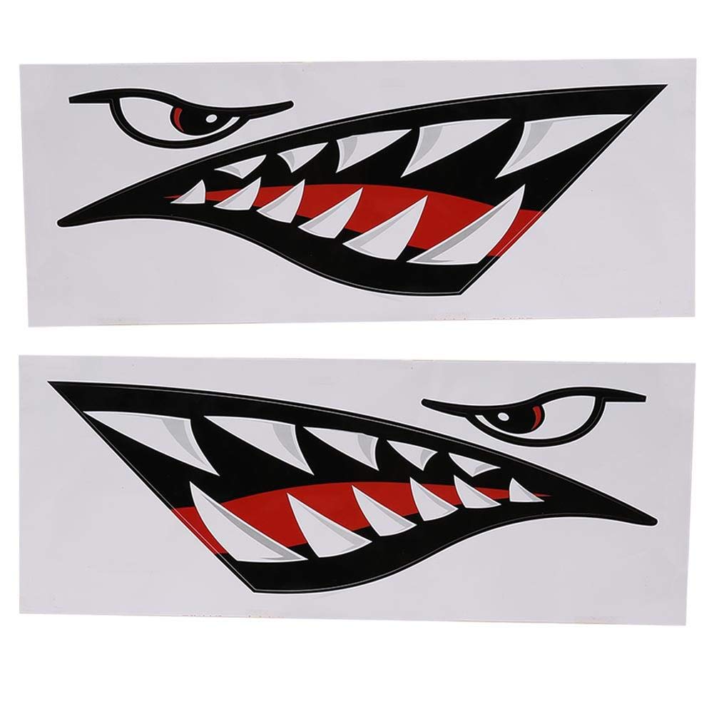 Wbestexercises Shark Teeth Mouth Stickers,2pcs Waterproof DIY Funny Shark Teeth Mouth Sticker Decal Car Kayak Boat Truck Decoration