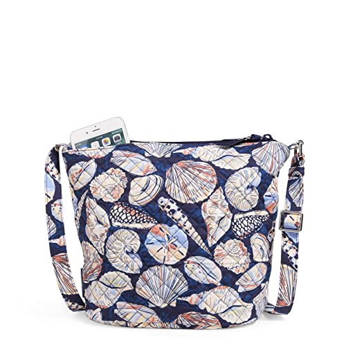 Vera Bradley Women's Cotton Bucket Crossbody Purse, Morning Shells - Recycled Cotton, One Size
